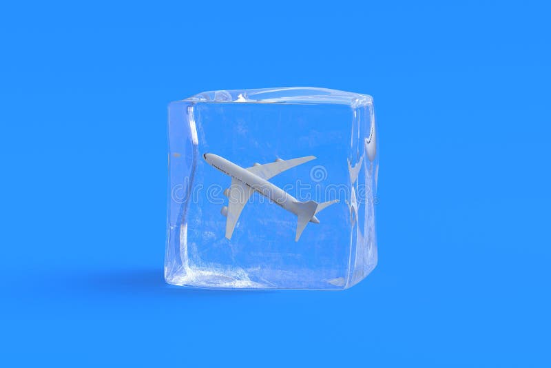 Plane in ice cube stock illustration. Illustration of concept - 262538225