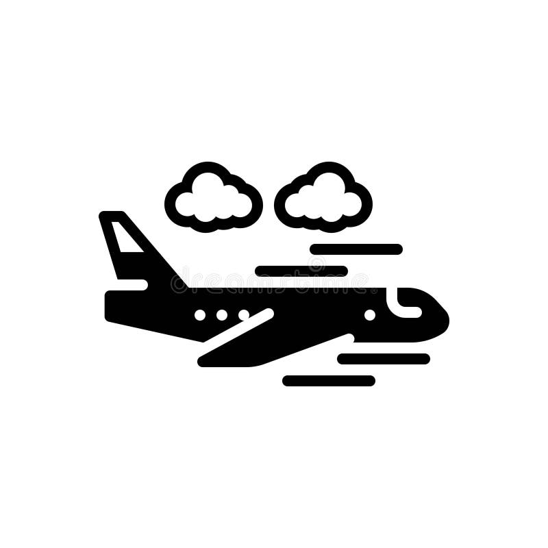 Black Solid Icon for Plane, Aeroplane and Aircraft Stock Illustration - Illustration of ...