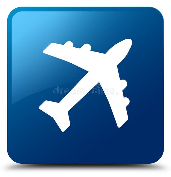 Plane Icon Blue Square Button Stock Illustration - Illustration of ...