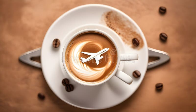 A Plane Icon in the Coffee Mug Tasty Stock Photo - Image of tasty ...