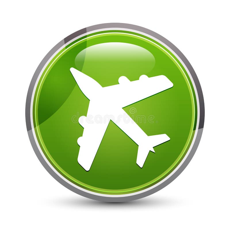 Plane Icon Elegant Green Round Button Vector Illustration Stock Vector ...