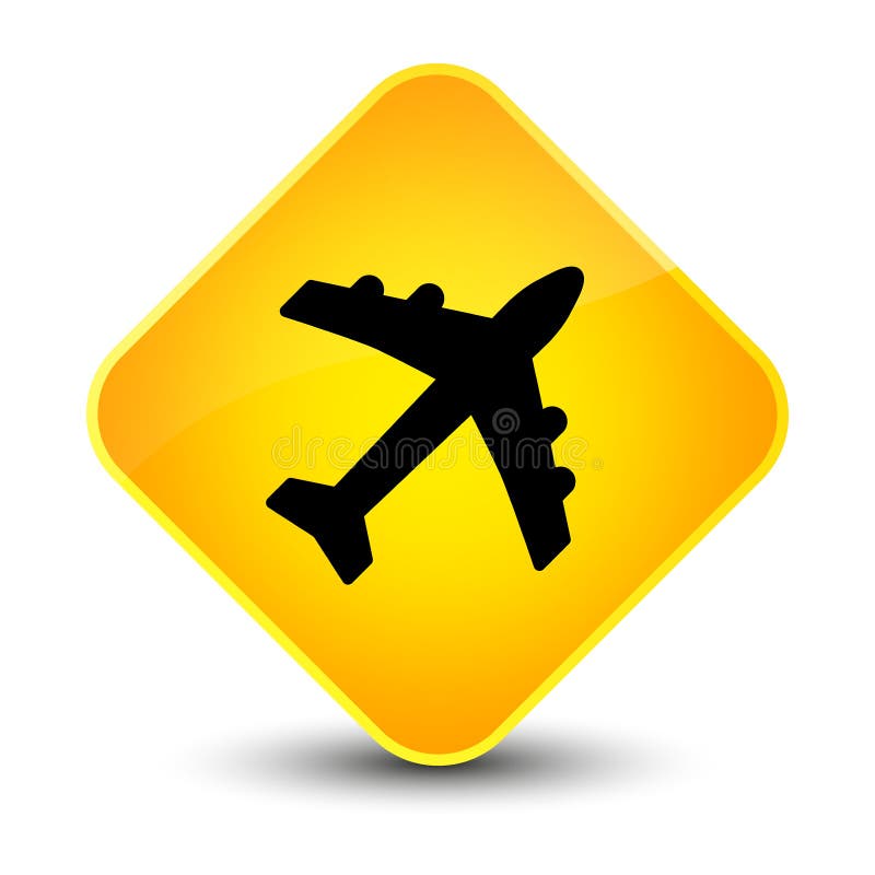 Plane Icon Elegant Yellow Diamond Button Stock Illustration ...