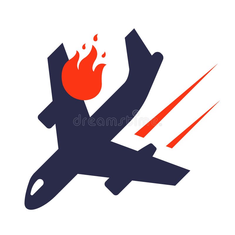 The Plane Icon Falls Due To an Exploded Engine. Stock Vector ...