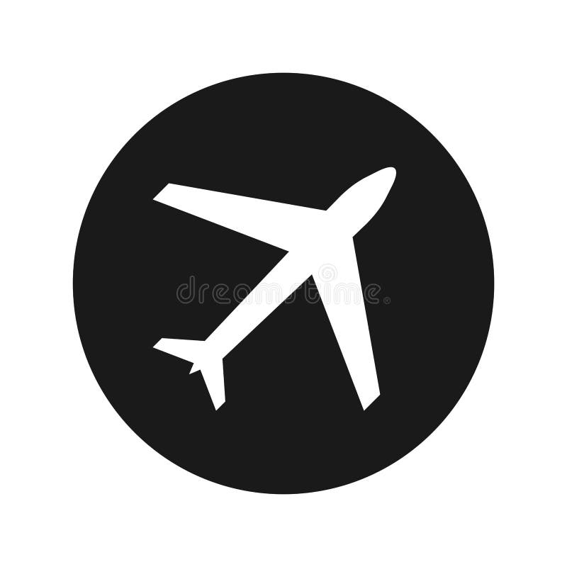 Plane Icon Flat Black Round Button Vector Illustration Stock Vector ...