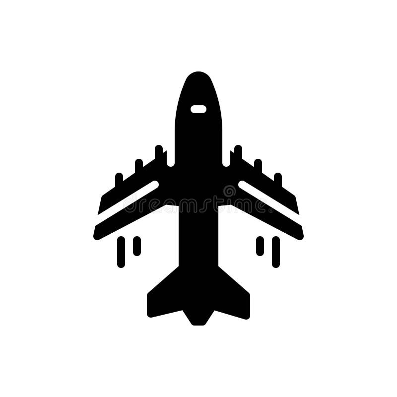 Black Solid Icon for Plane, Flight and Travel Stock Illustration ...