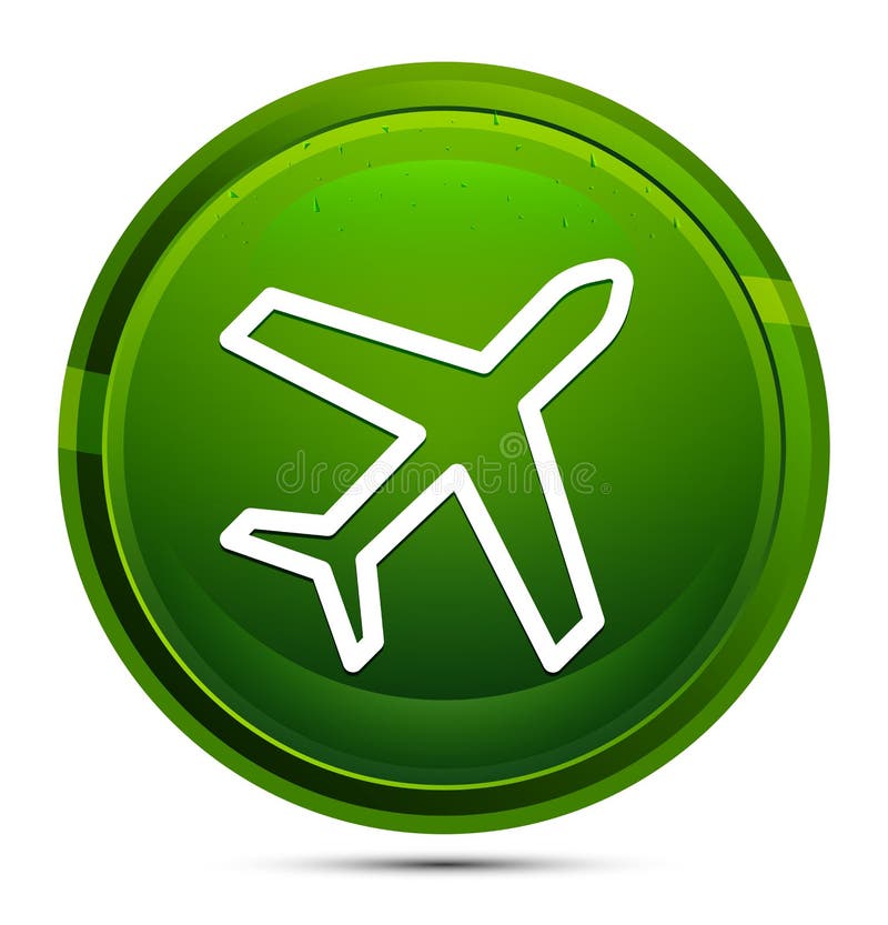 Plane Icon Glassy Green Round Button Illustration Stock Vector ...