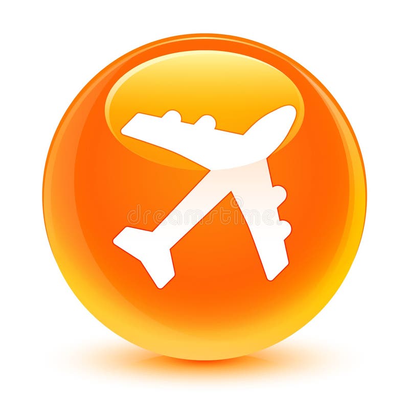 Plane Icon Glassy Orange Round Button Stock Illustration - Illustration ...