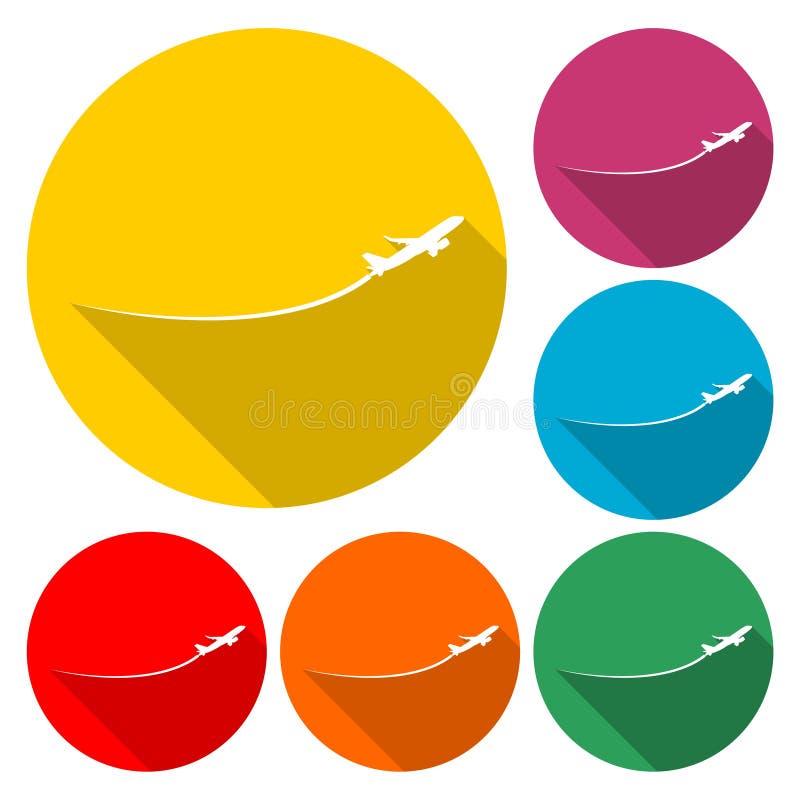 Plane Icon Isolated with Long Shadow Stock Illustration - Illustration ...