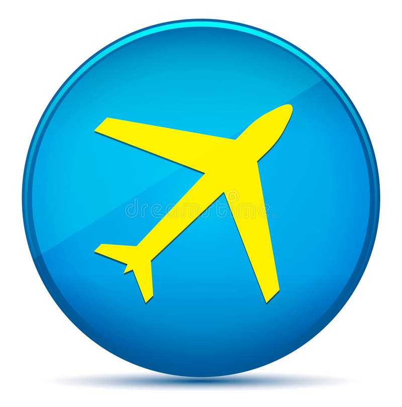 Plane Icon Modern Flat Cyan Blue Round Button Stock Illustration ...