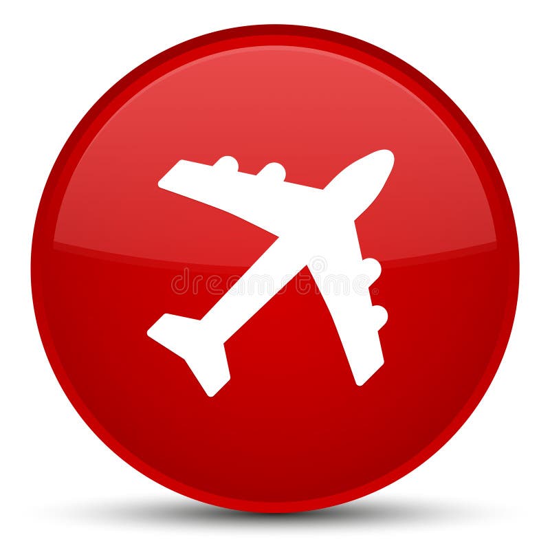 Plane Icon Special Red Round Button Stock Illustration - Illustration ...