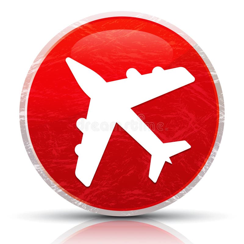Plane Icon Metallic Grunge Abstract Red Round Button Illustration Stock ...
