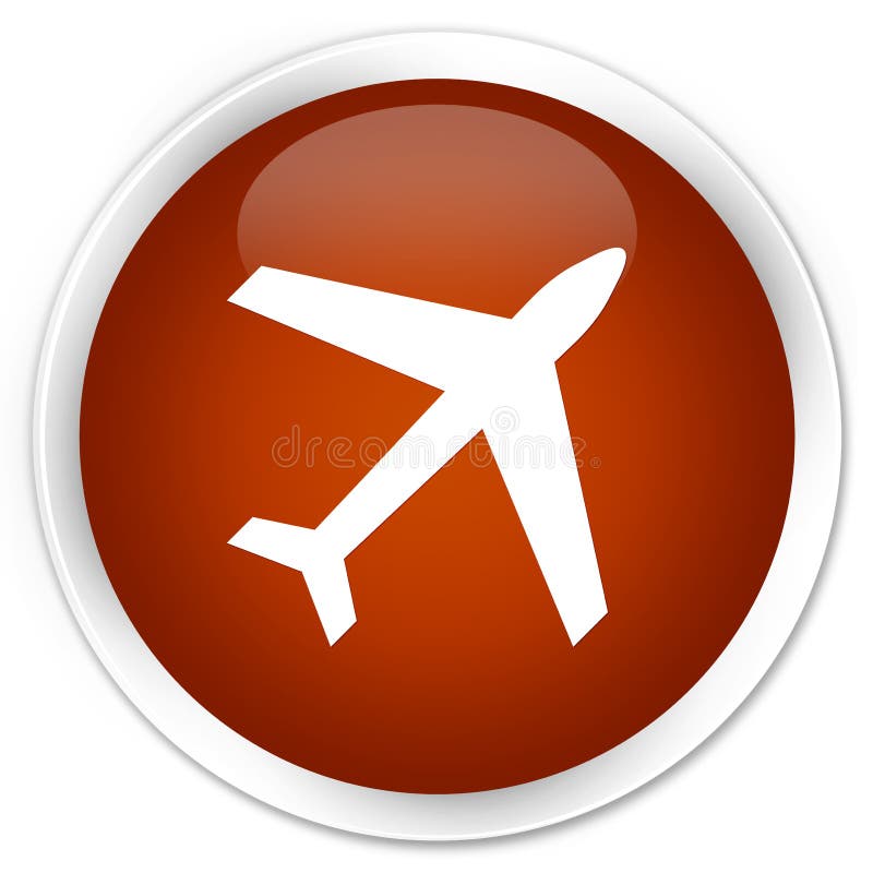 Plane Icon Premium Brown Round Button Stock Illustration - Illustration ...