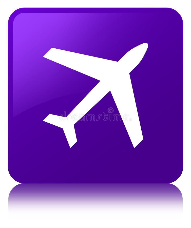 Plane Icon Purple Square Button Stock Illustration - Illustration of ...