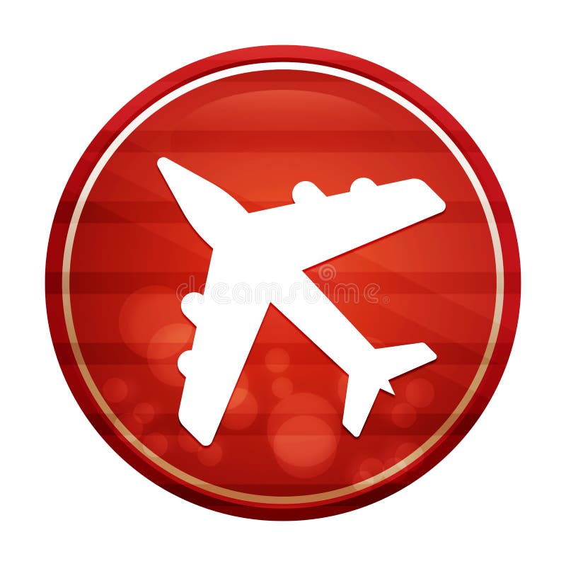 Plane Icon Realistic Diagonal Motion Red Round Button Illustration ...