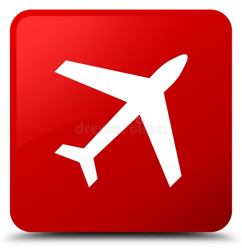 Plane Icon Red Square Button Stock Illustration - Illustration of ...