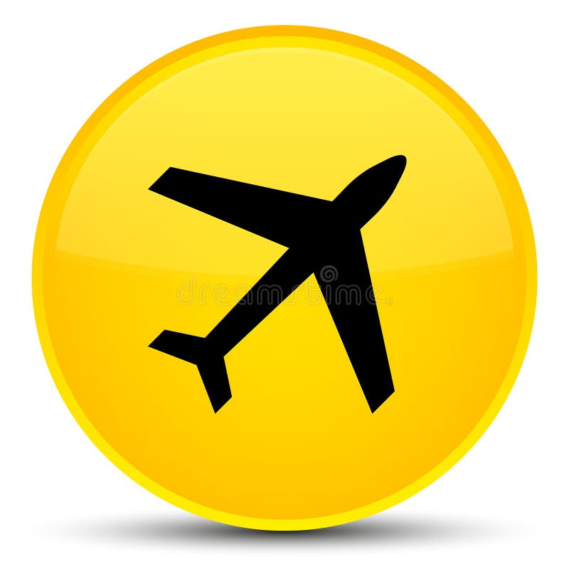 Plane Icon Special Yellow Round Button Stock Illustration ...