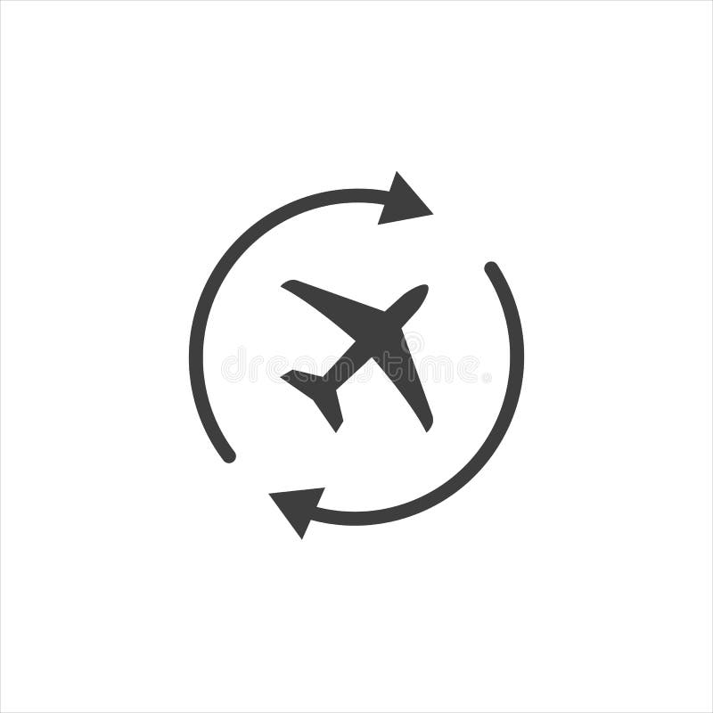 Plane Icon with Two Arrows on White Background Stock Vector ...