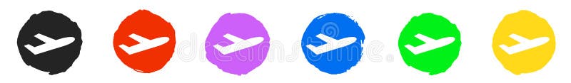 6 Plane Icons on Colorful Drawn Buttons Stock Illustration ...