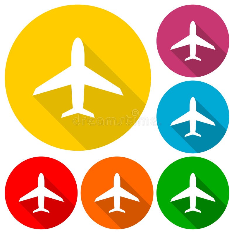 Plane Icons Set with Long Shadow Stock Vector - Illustration of fast ...