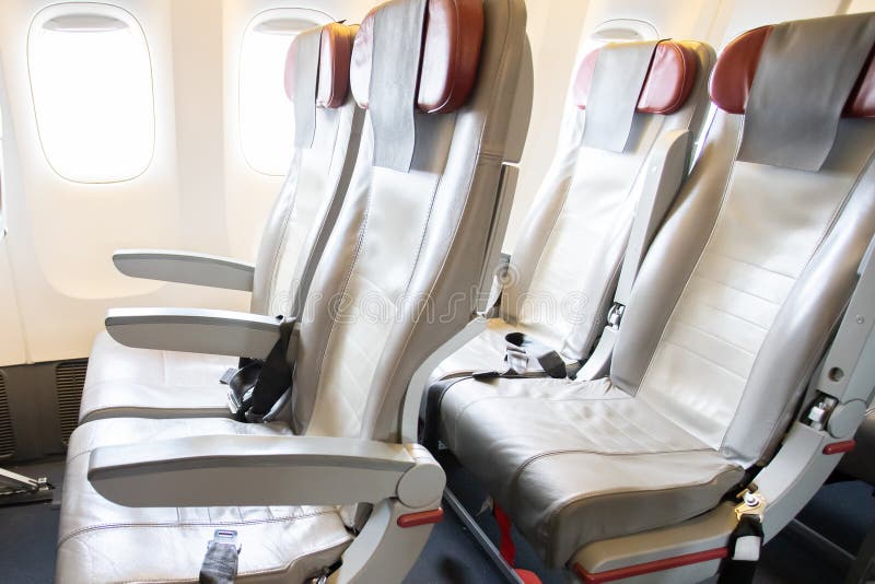 Plane Inside, Airplane Seats, Aircraft Cabin Indoor Stock Image - Image ...