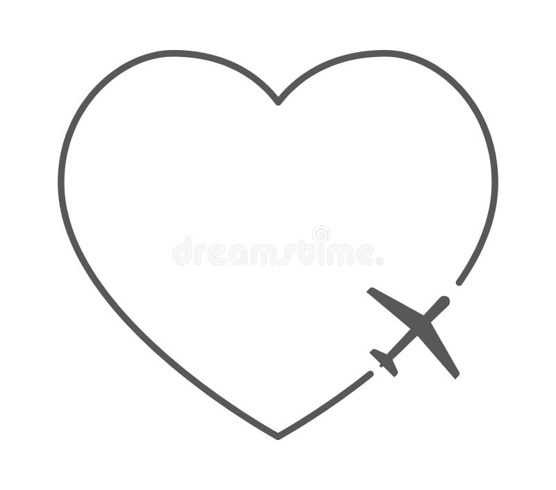 Plane inside heart shape stock vector. Illustration of aircraft - 266220671