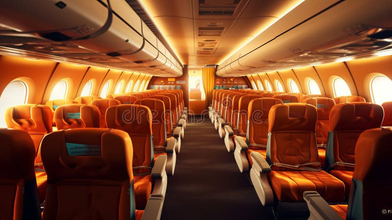 Plane Interior with Seats. Generative AI Stock Illustration ...
