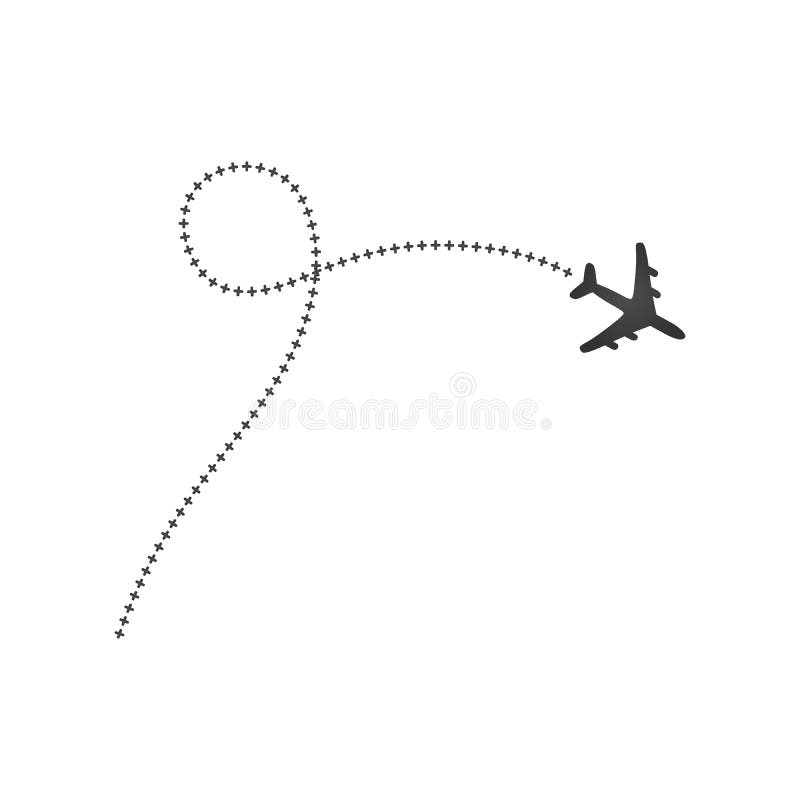 Plane and Its Cross Track on White Background. Vector Illustration ...