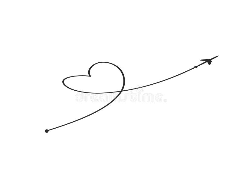 Plane and Its Track As a Sign of Infinity and Heart on White Background ...