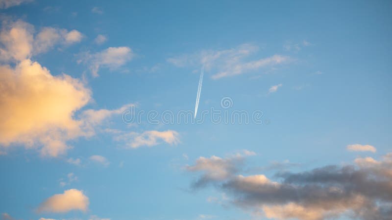 Plane Jet Trail Against Blue Sky Stock Photo - Image of airplane, clear ...