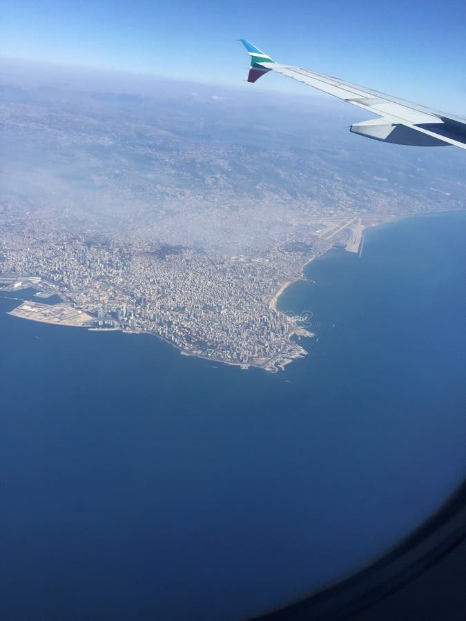 The Plane during Landing at Beirut City Airport Stock Image - Image of ...