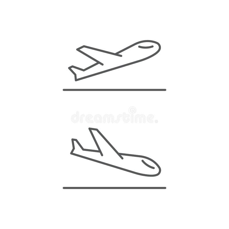 Plane Landing and Takeoff Vector Icon Symbol Isolated on White ...