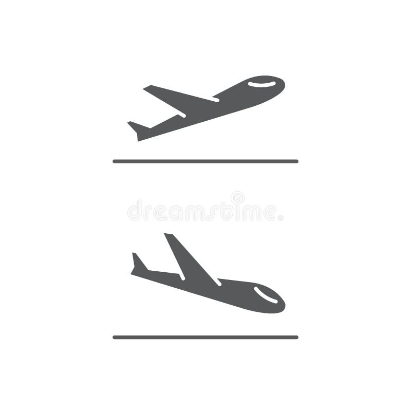 Plane Landing and Takeoff Vector Icon Symbol Isolated on White ...