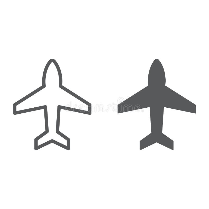 Plane Line and Glyph Icon, Aircraft and Jet, Airplane Sign, Vector ...
