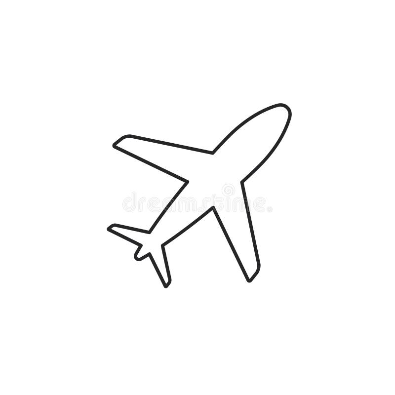 Airplane Line Icon View from Above. Vector Isolated Plane Outline ...