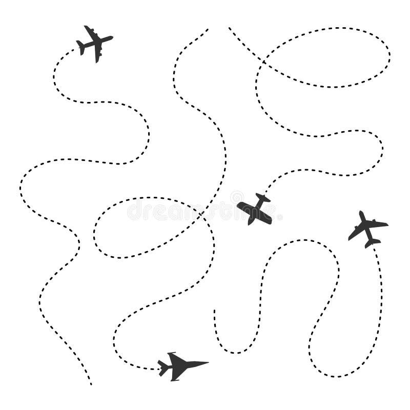 Plane Line Path Airplane Directional Pathway Stock Illustrations – 7 ...