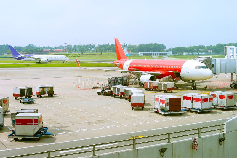 Plane loading at airport stock photo. Image of business - 93587248