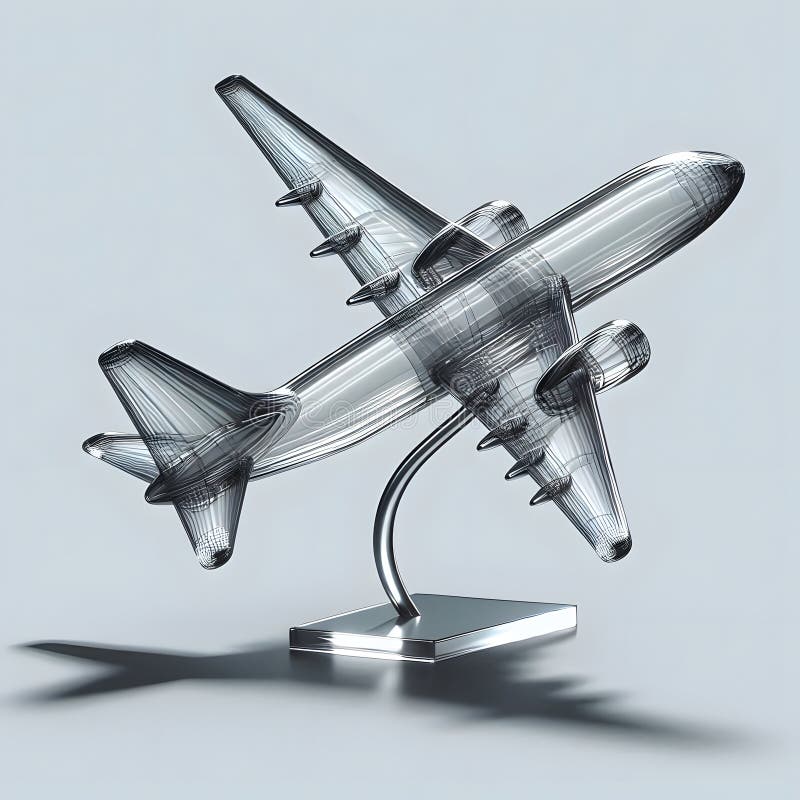 The Plane is Made of Clear Glass, Transparent Wireframe Model of an ...