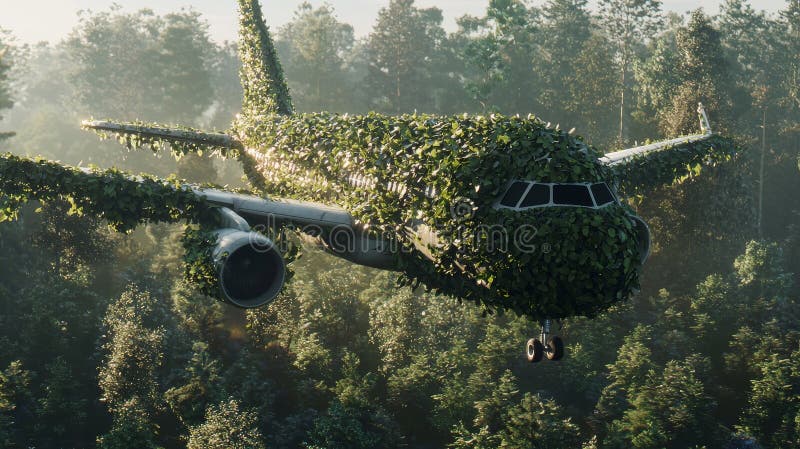 The Plane is Made of Plants and Flies Over a Forest. Stock Photo ...