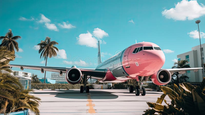 Plane in miami stock photo. Image of summer, industry - 305925084