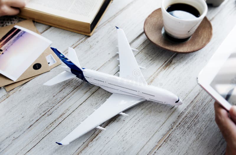 Plane Model Tablet Travel Holiday Concept Stock Image - Image of model ...