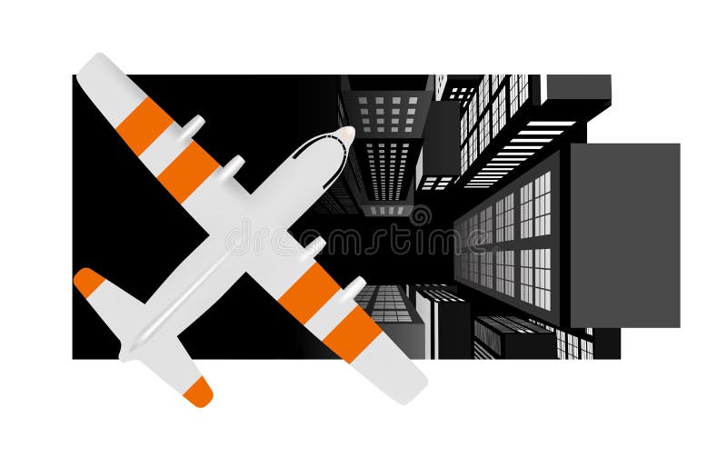 Plane over the city. stock vector. Illustration of communication - 42537649