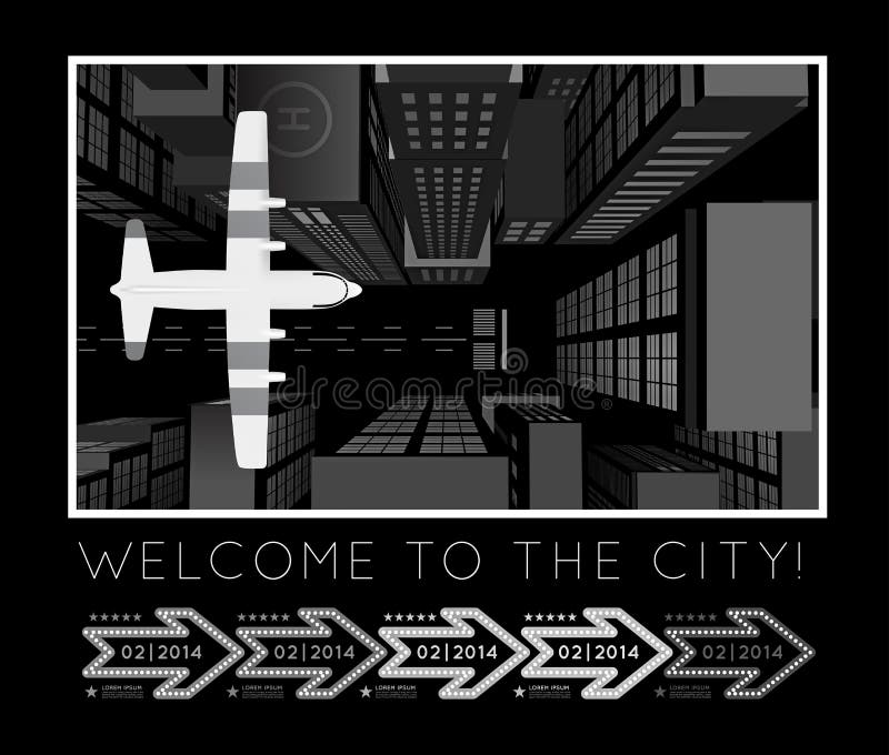 Plane over the city. stock vector. Illustration of presentation - 42472443