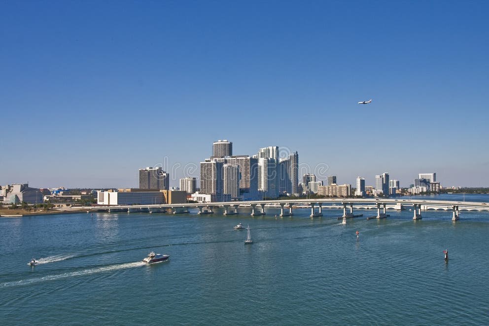 Plane Over Miami stock photo. Image of plane, airport - 13043674