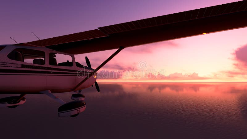 Plane over the ocean. stock image. Image of colorful - 34957625