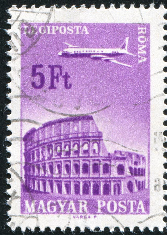 Plane over Rome editorial stock image. Image of postcard - 126707984