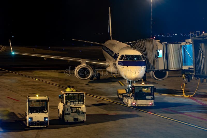 The Plane is Parked at the Terminal. Stock Image - Image of commercial ...