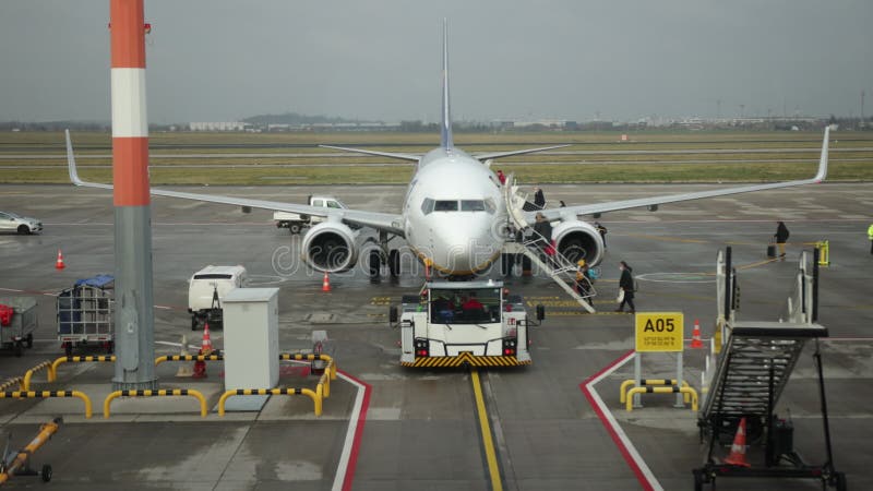 Plane with Passengers, Mobile Boarding, Airplane Access Stock Video ...