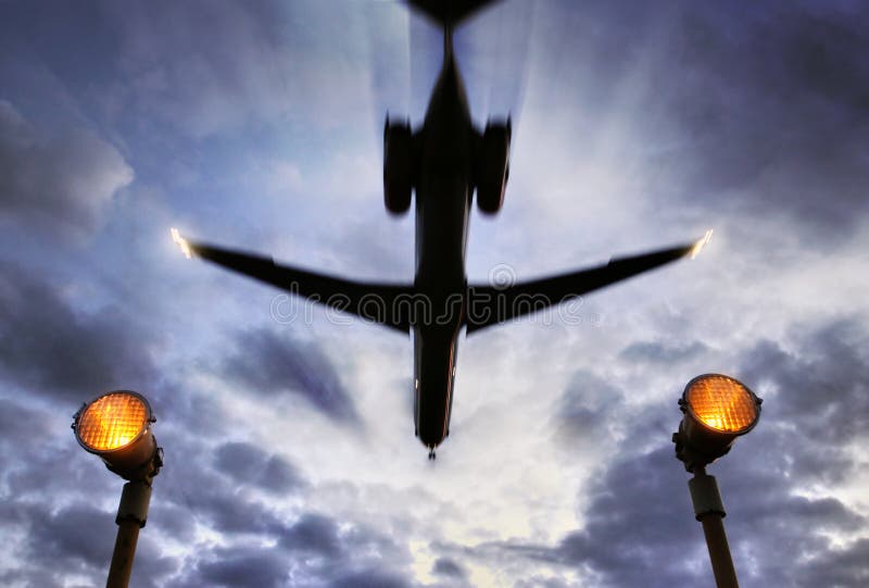 Plane passes overhead stock image. Image of business, travel - 9047141
