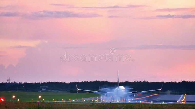 Plane passes overhead stock footage. Video of dusk, airplane - 74095064