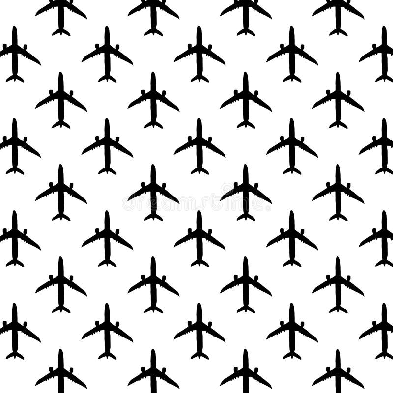 Plane Pattern Black and White Stock Illustration - Illustration of ...